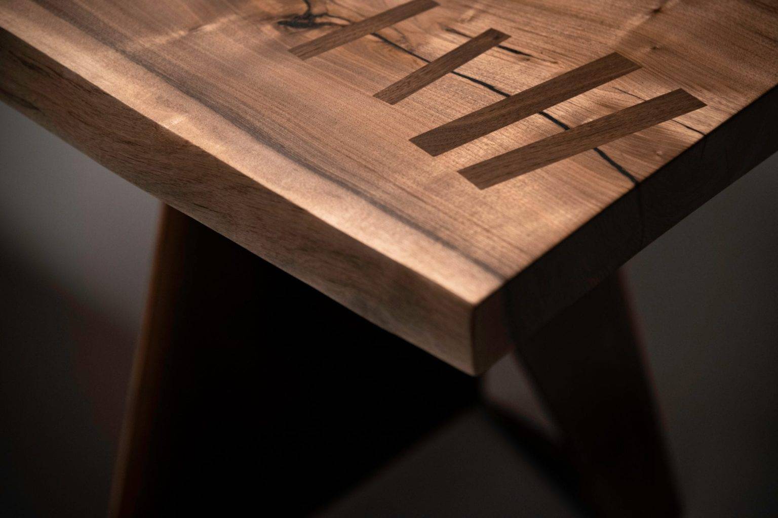 Walnut And Maple Dining Table | Stitched Maple Inlays